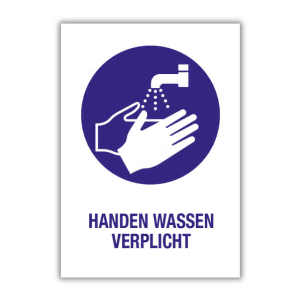 Handen wassen verplicht 'met tekst' - ehbokoffer.nl